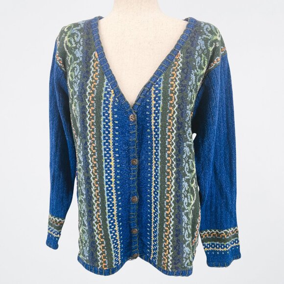 American Vintage | Sweaters | Vintage Blue Green Embroidered By Hand ...